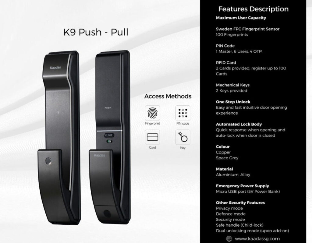 [FREE Installation] Kaadas K9 / K9-W Push Pull Door Lock – Smart Home ...